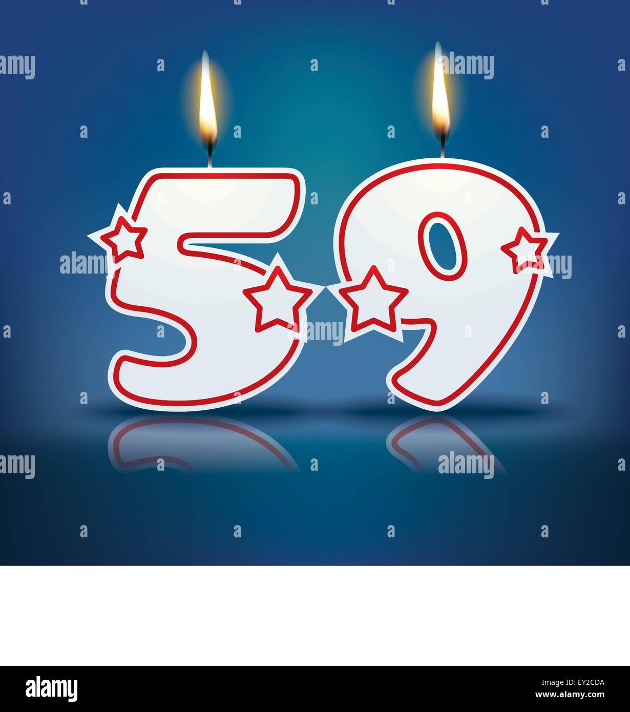 Birthday candle number 59 with flame - eps 10 vector illustration Stock ...
