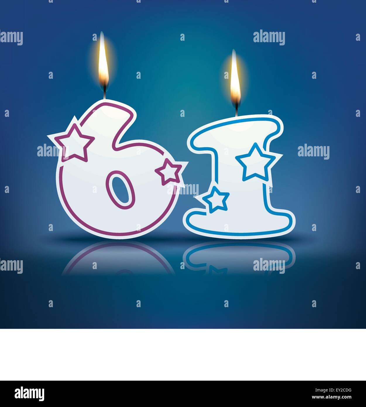 Birthday candle number 61 with flame - eps 10 vector illustration Stock ...