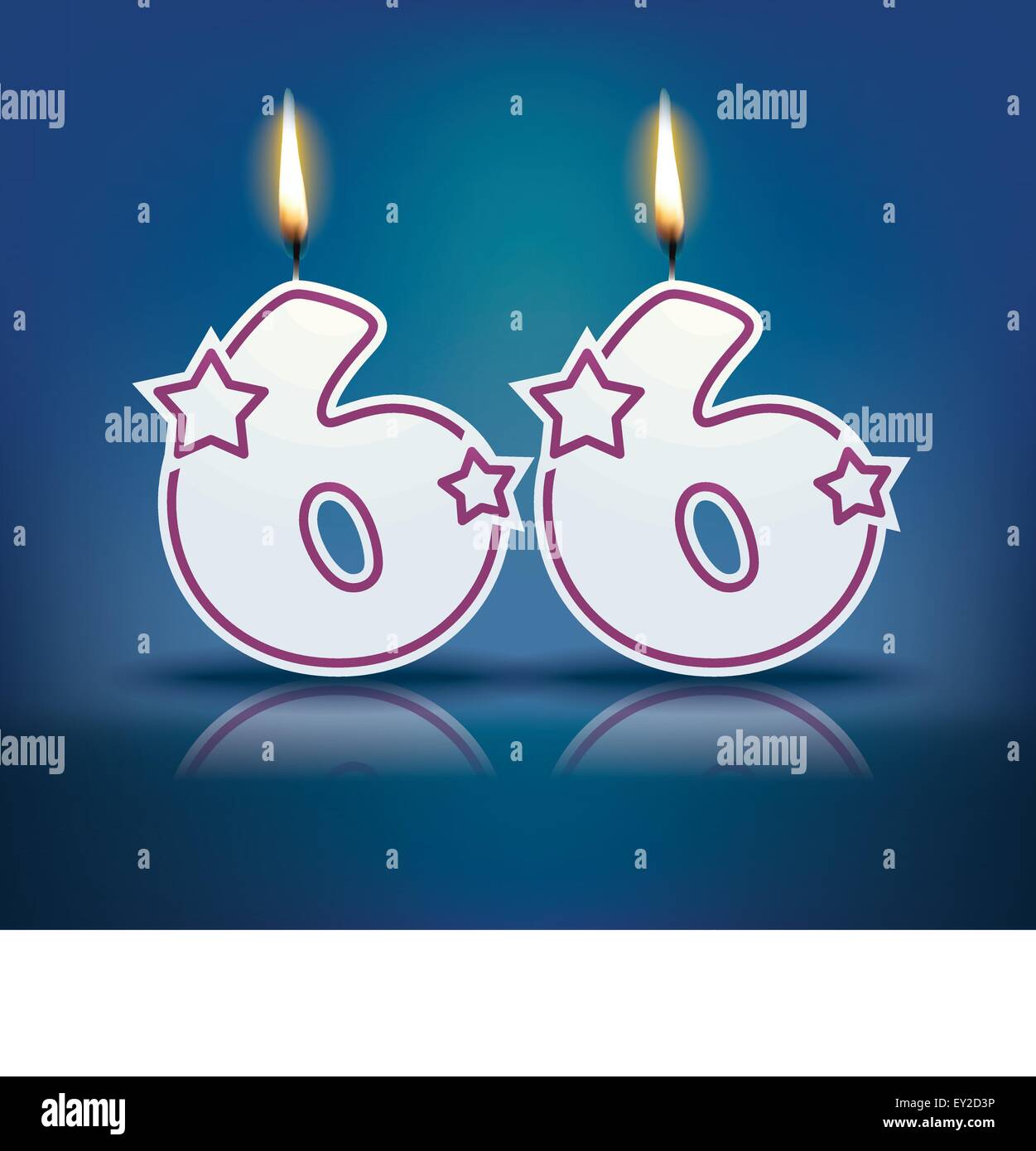 Birthday candle number 66 with flame - eps 10 vector illustration Stock ...