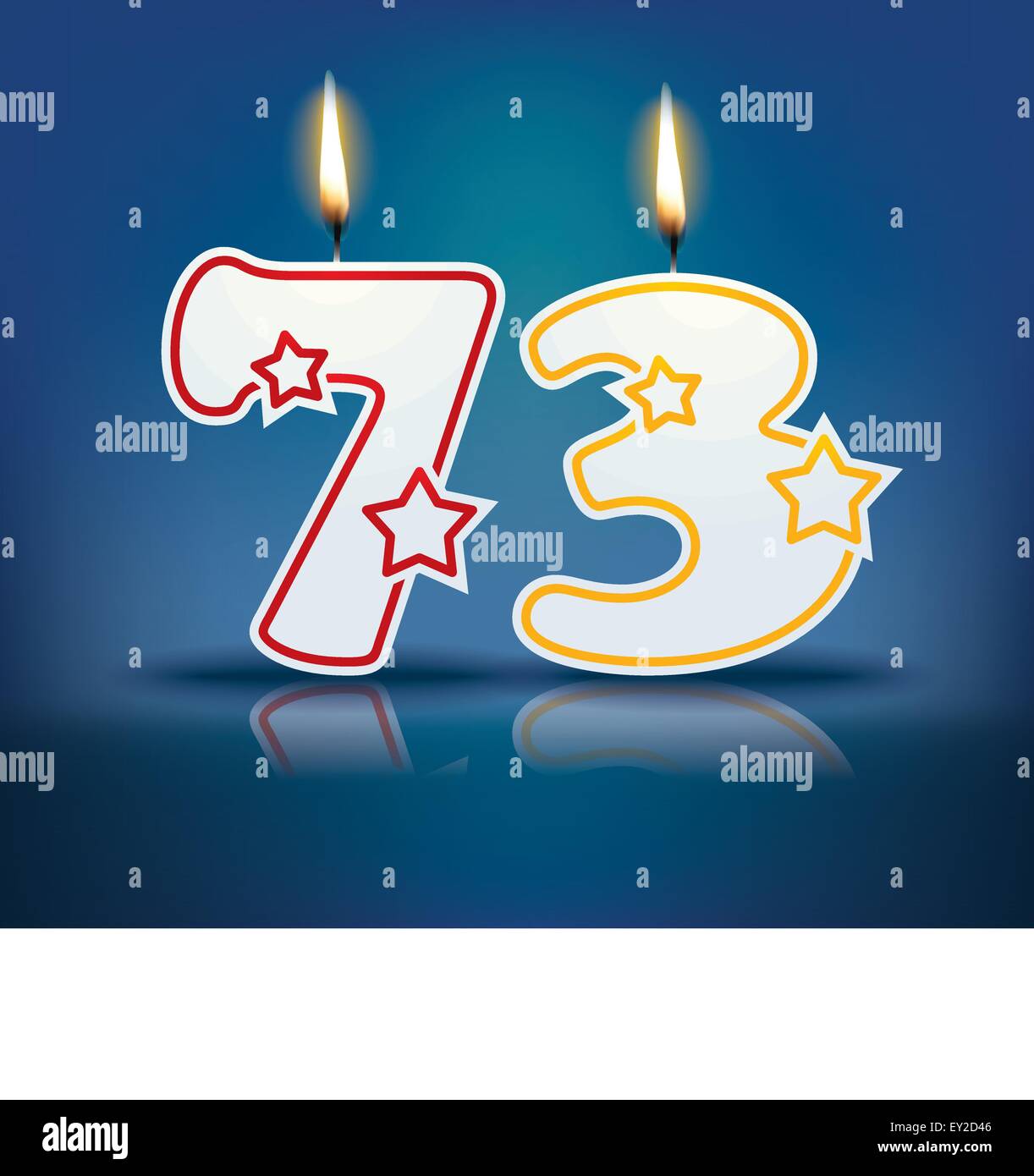 Birthday candle number 73 with flame - eps 10 vector illustration Stock ...