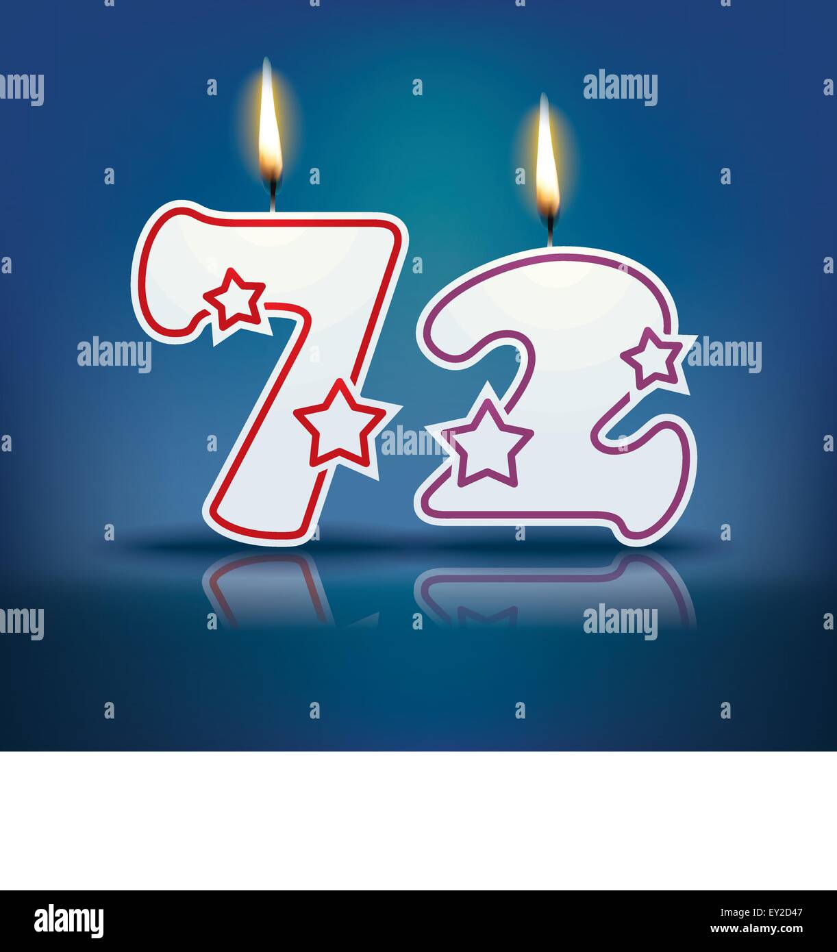 Birthday candle number 72 with flame - eps 10 vector illustration Stock ...