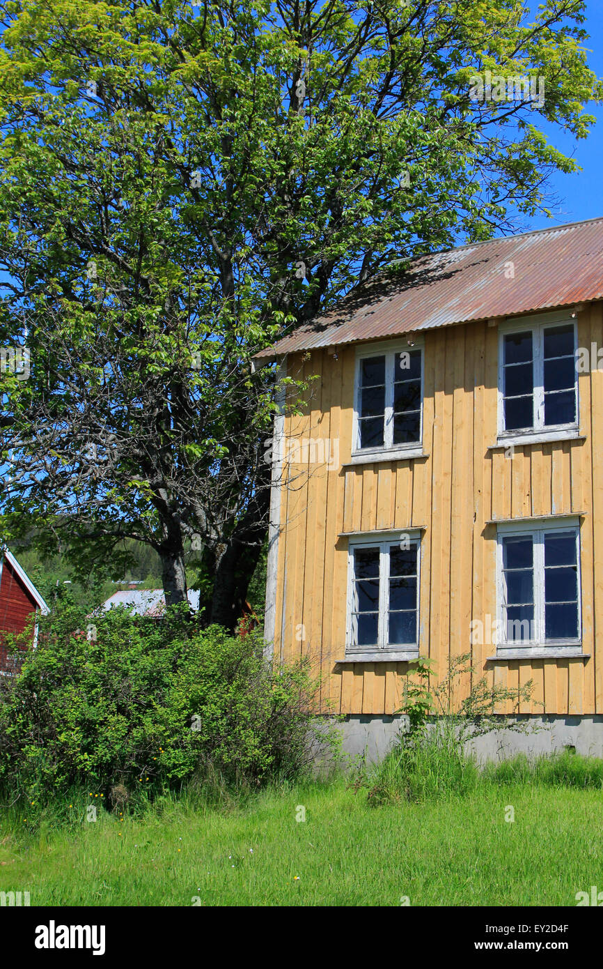 Norwegian Wooden House in sunshine Stock Photo - Alamy