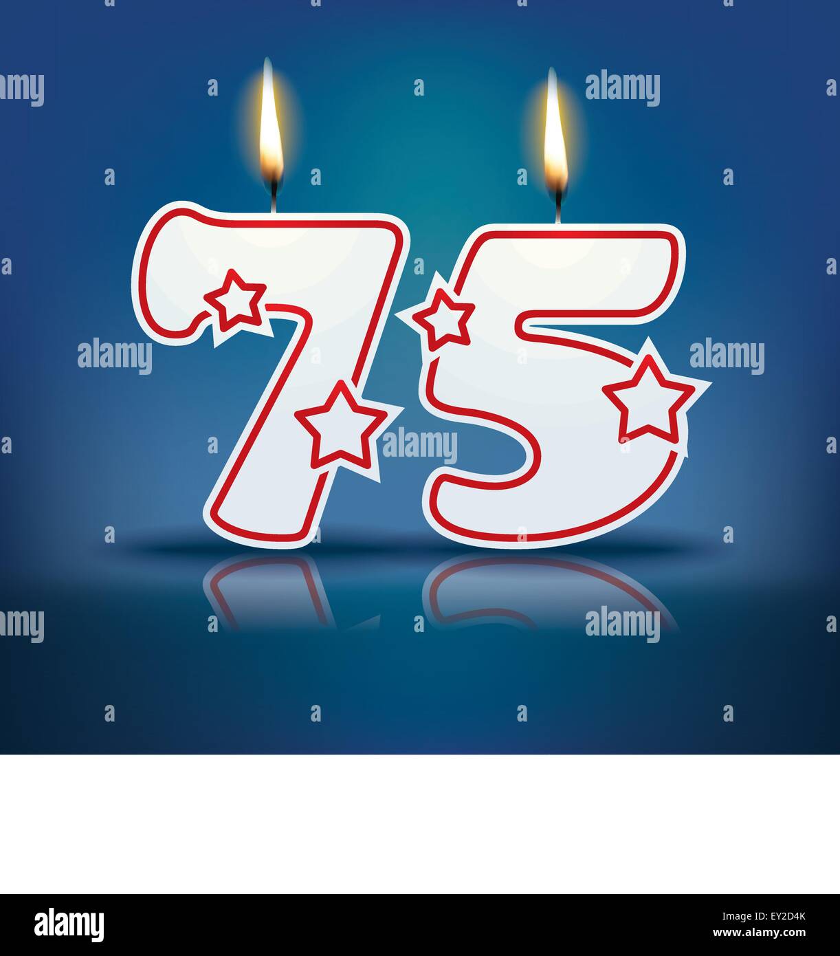 Birthday candle number 75 with flame - eps 10 vector illustration Stock ...