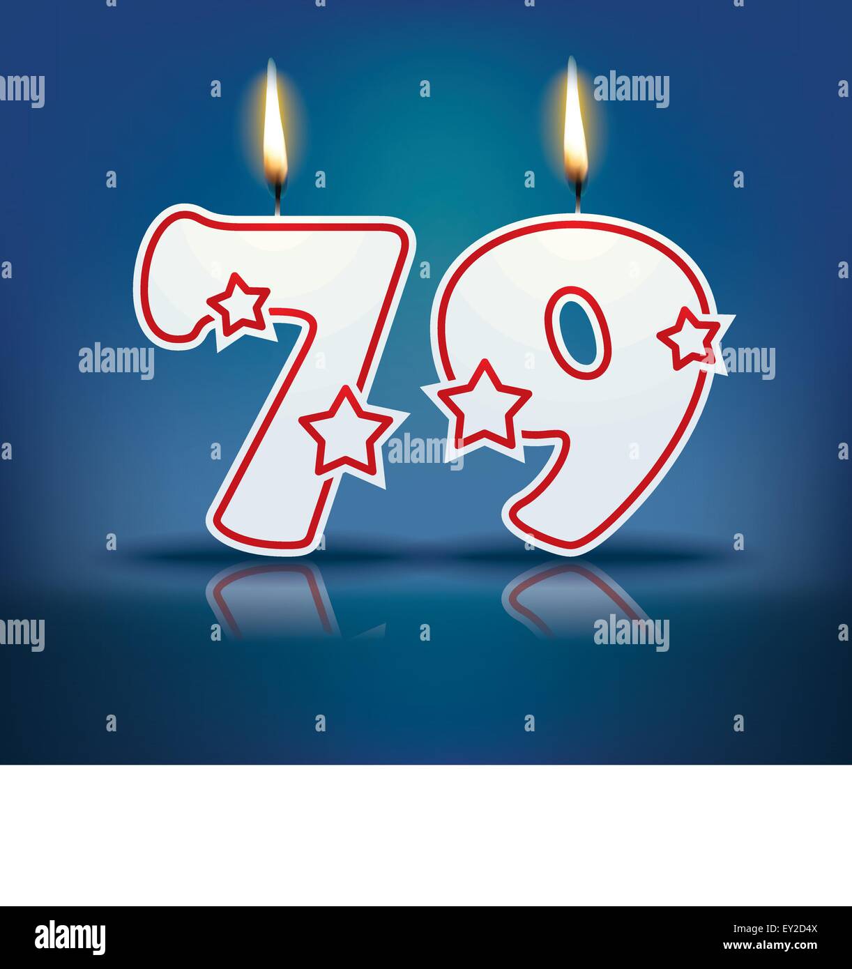 Birthday candle number 79 with flame - eps 10 vector illustration Stock ...