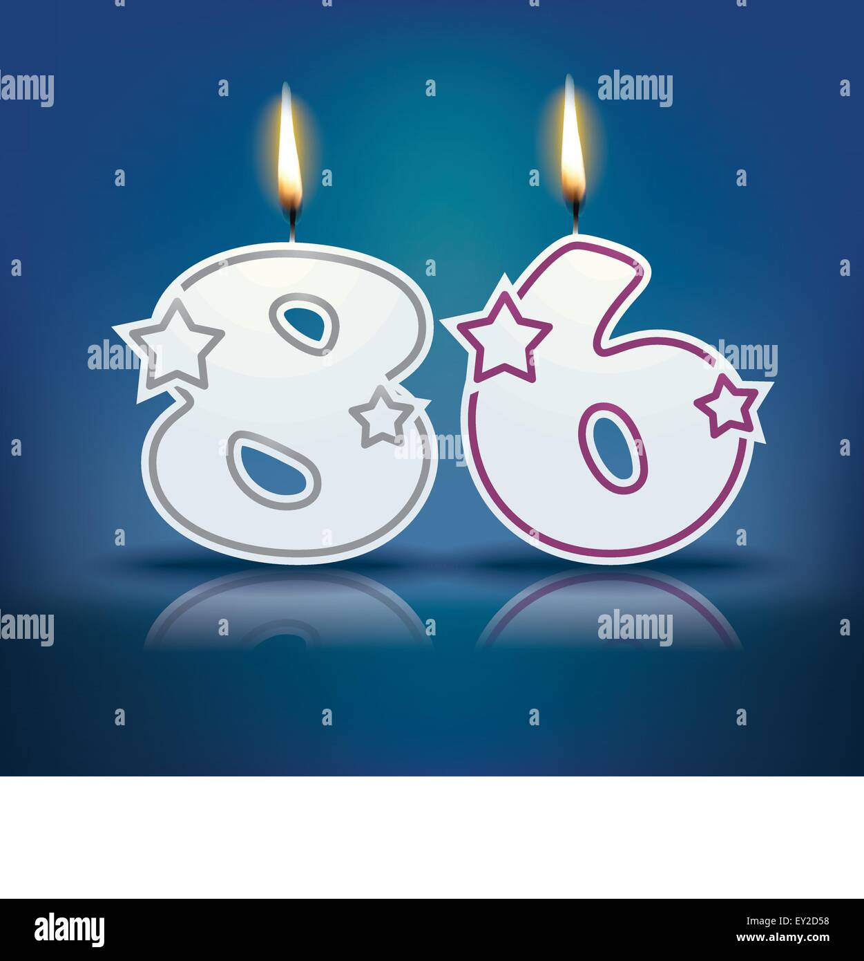 Birthday candle number 86 with flame - eps 10 vector illustration Stock ...