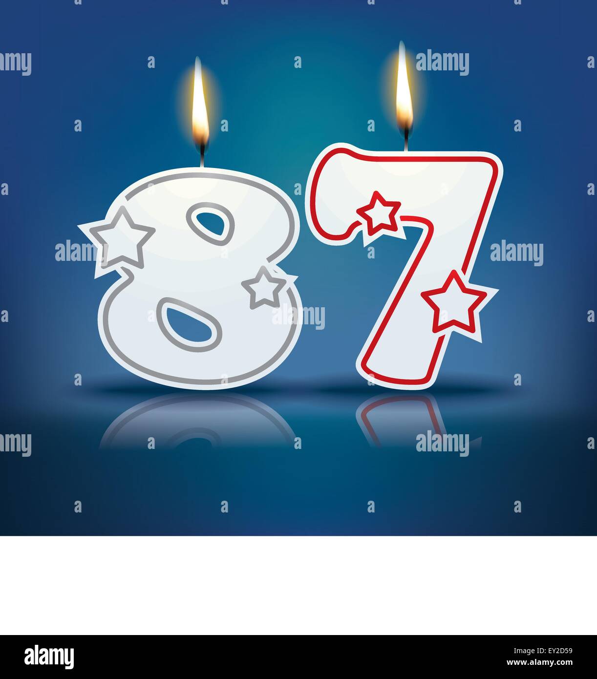 Birthday candle number 87 with flame - eps 10 vector illustration Stock ...