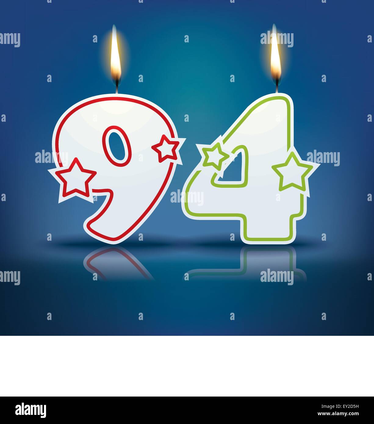 Birthday candle number 94 with flame - eps 10 vector illustration Stock ...