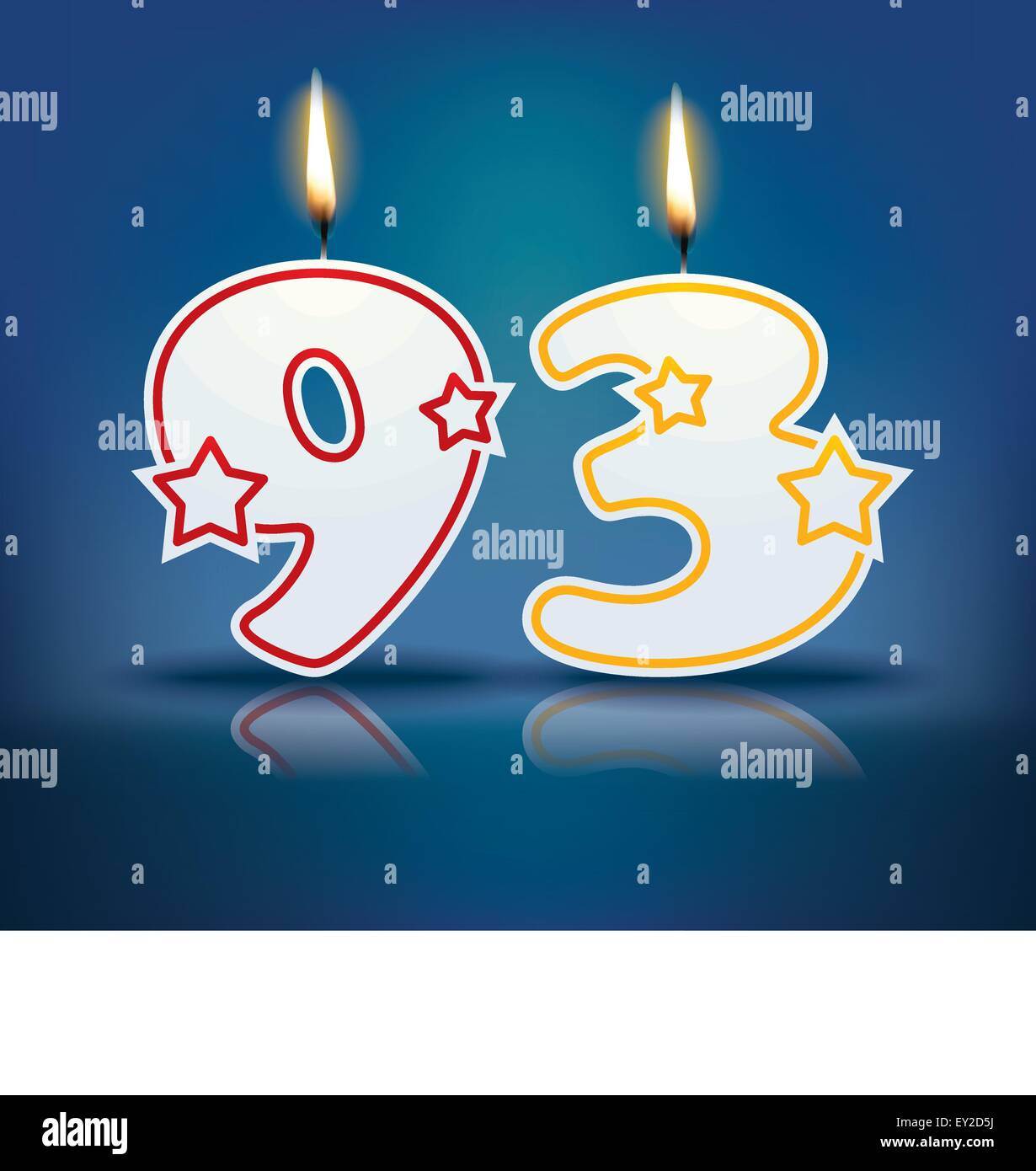 Birthday candle number 93 with flame - eps 10 vector illustration Stock ...