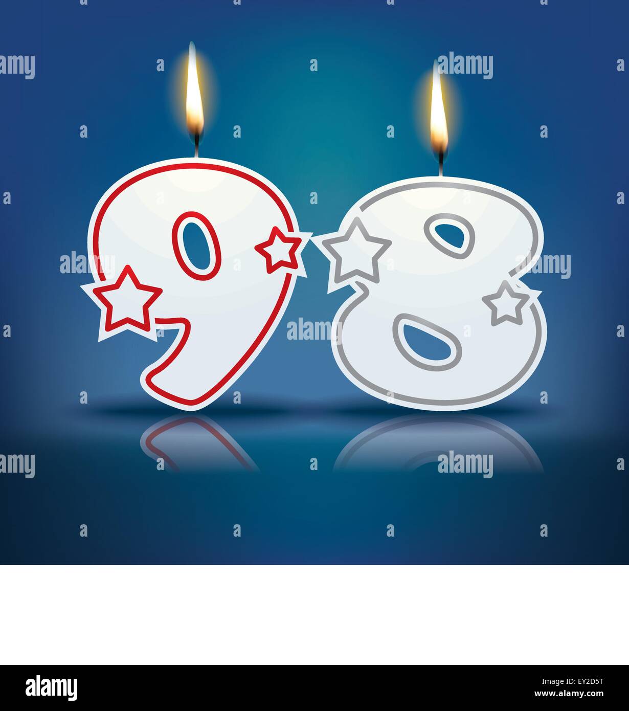 Birthday candle number 98 with flame - eps 10 vector illustration Stock ...