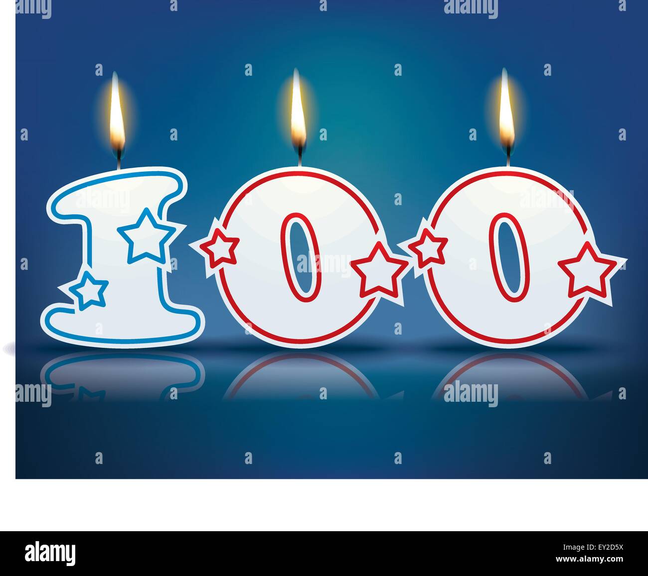 Birthday candle number 100 with flame - eps 10 vector illustration ...