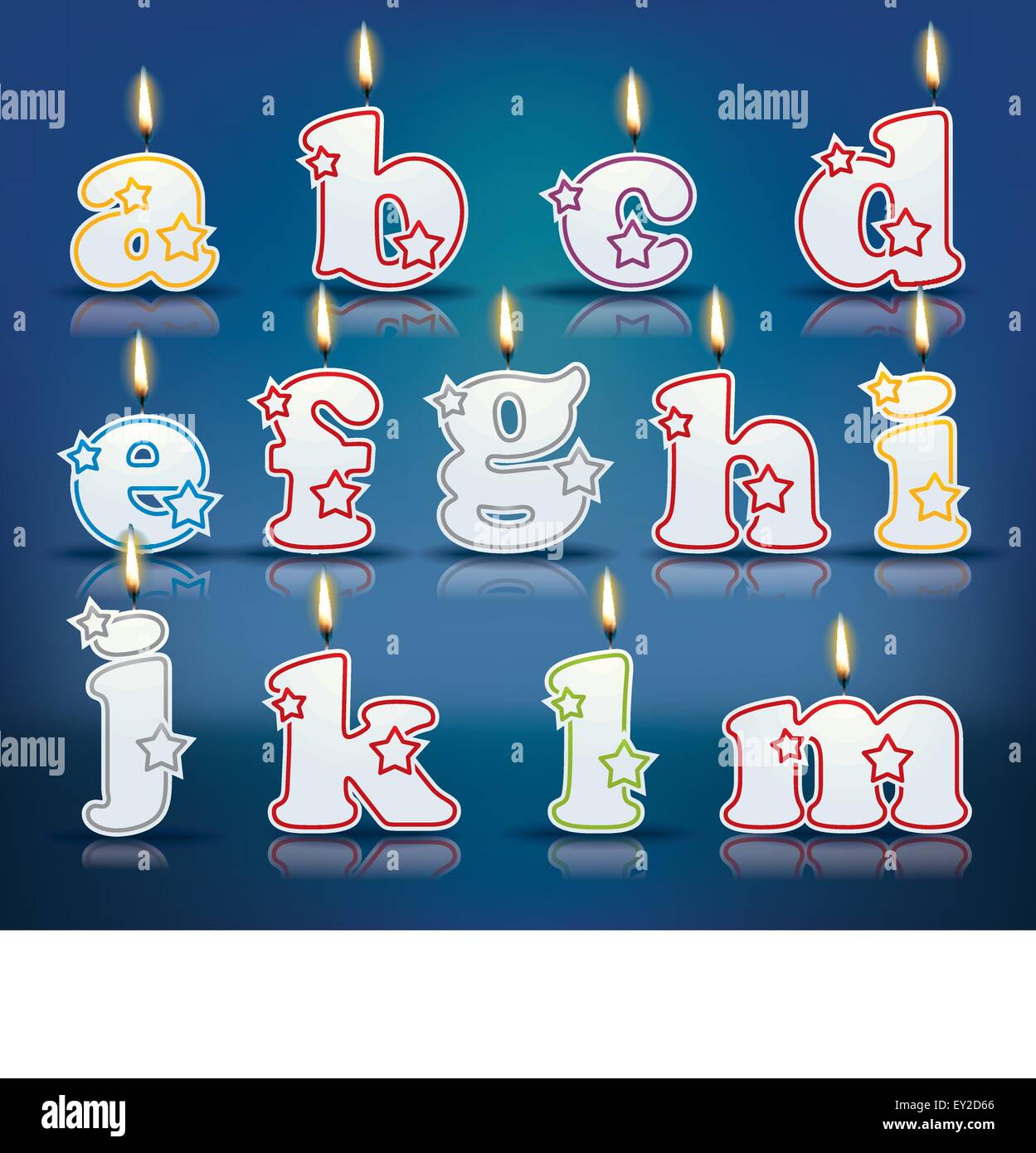 Candle letters from a to m with flames - eps 10 vector illustration ...