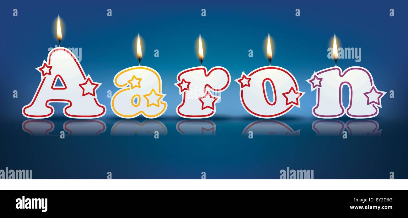 AARON written with burning candles - vector illustration Stock Vector ...