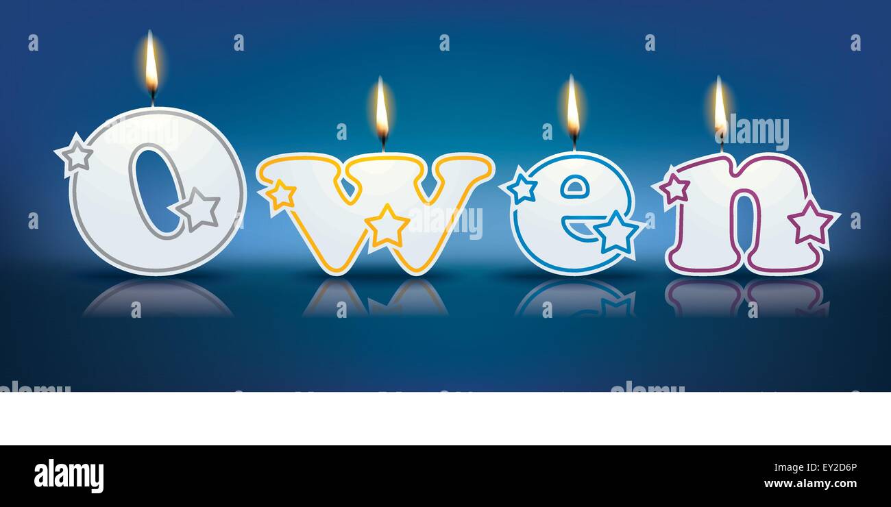 OWEN written with burning candles - vector illustration Stock Vector ...