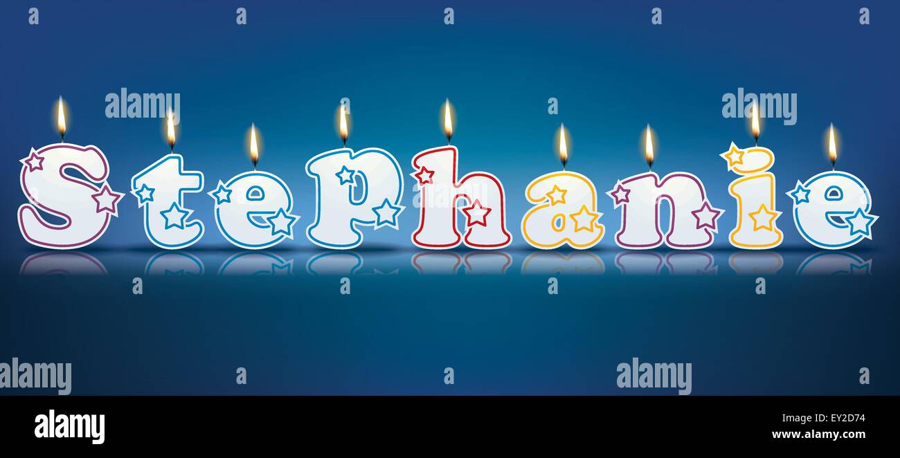 STEPHANIE written with burning candles - vector illustration Stock ...