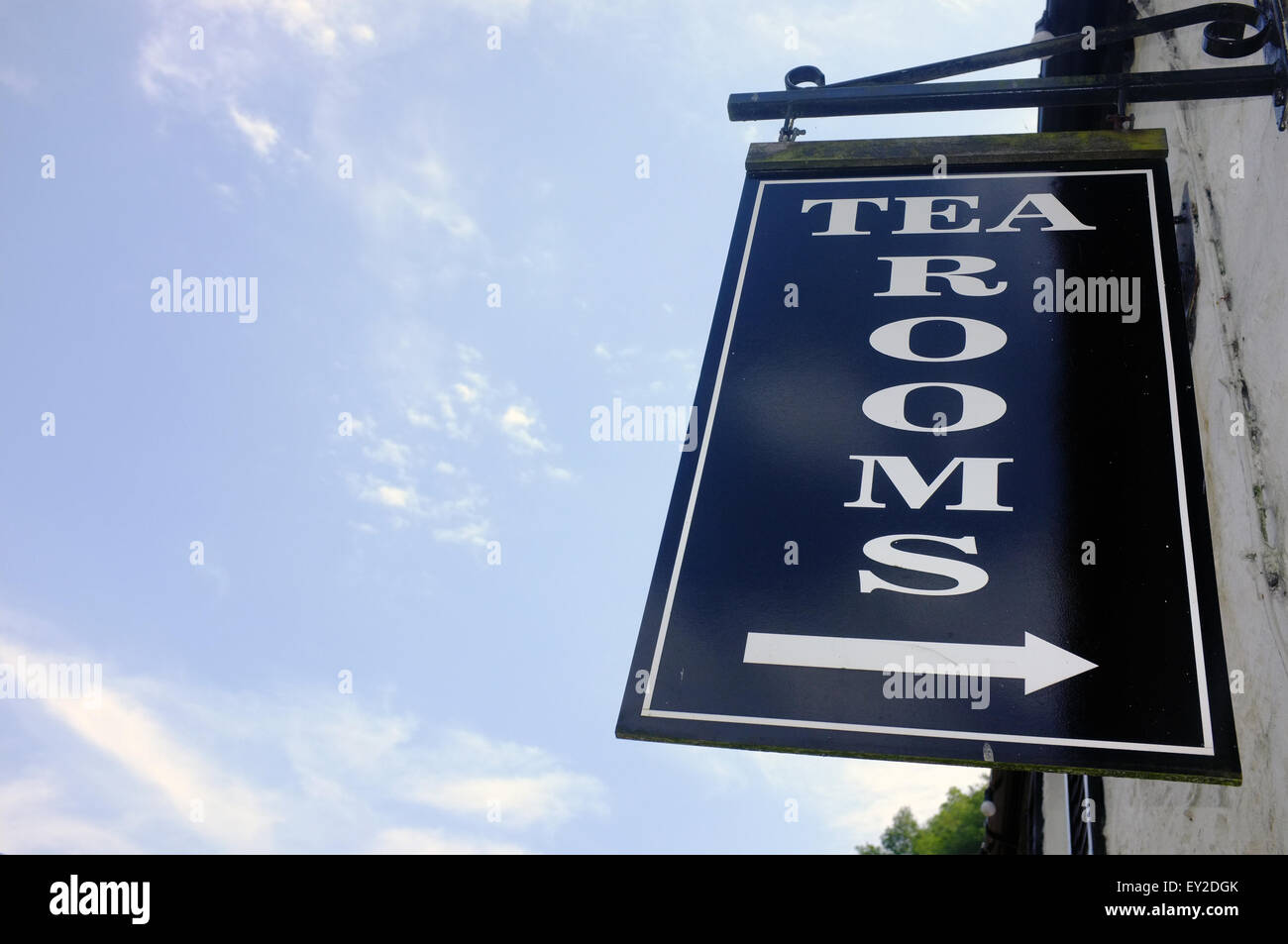 A Tea Rooms sign outside a teashop in Cheddar, Somerset Stock Photo - Alamy