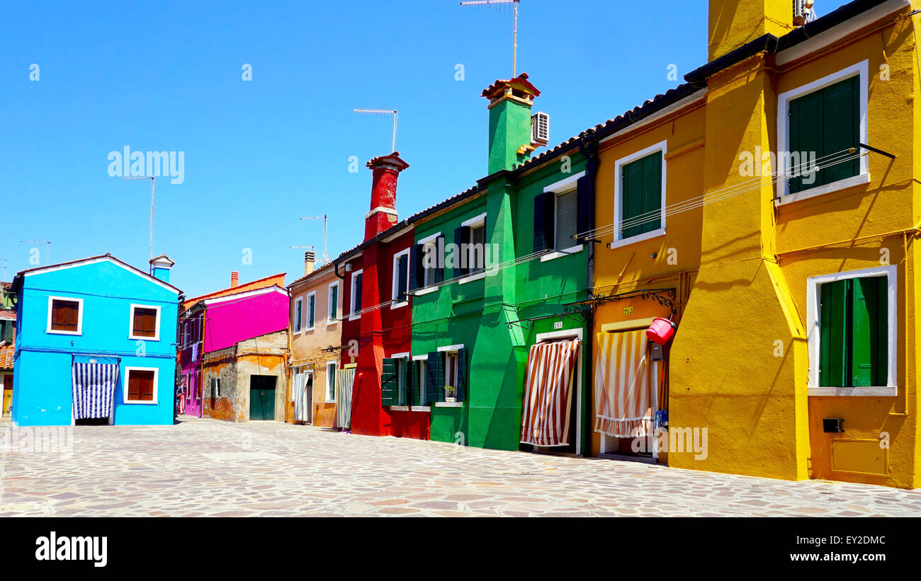 Burano colorful houses building architecture, Venice, Italy Stock Photo ...