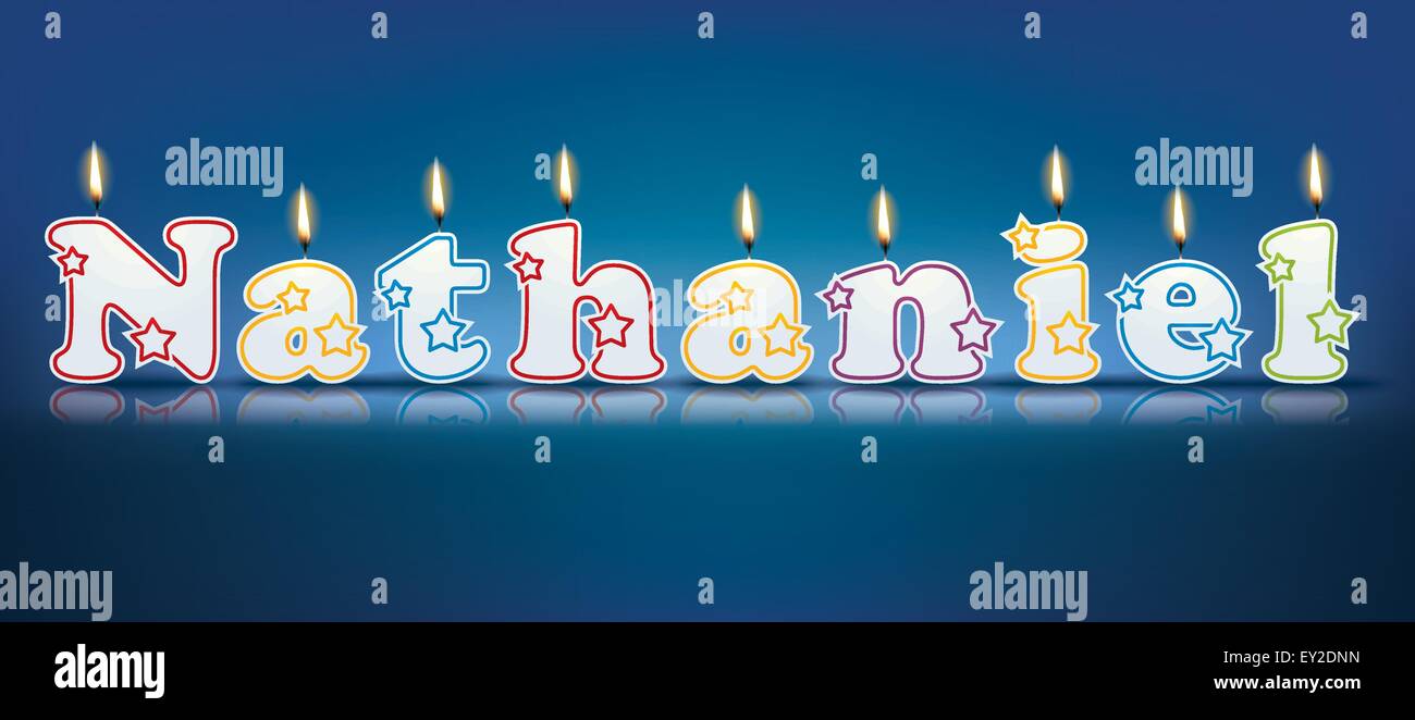 NATHANIEL written with burning candles - vector illustration Stock ...