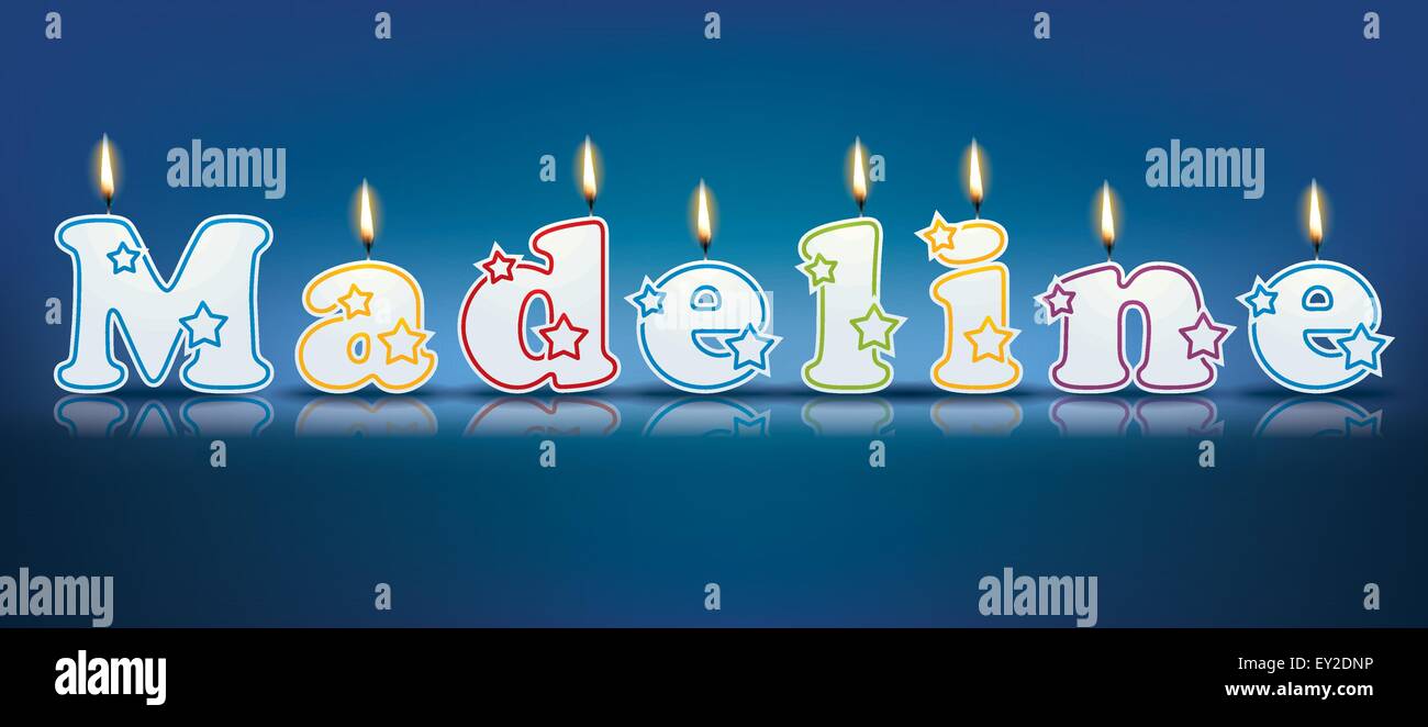 MADELINE written with burning candles - vector illustration Stock ...