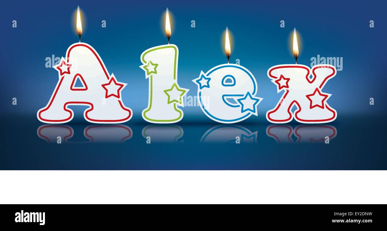 ALEX written with burning candles - vector illustration Stock Vector ...