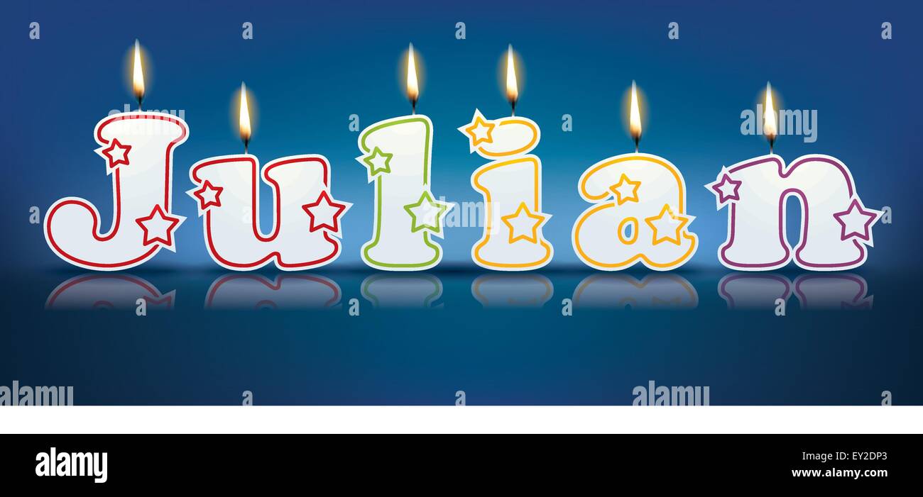 JULIAN written with burning candles - vector illustration Stock Vector ...