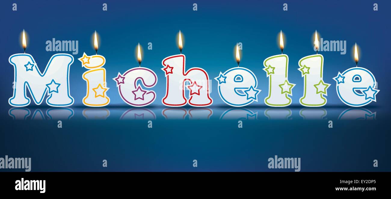MICHELLE written with burning candles - vector illustration Stock ...