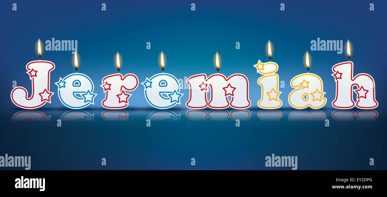 JEREMIAH written with burning candles - vector illustration Stock ...