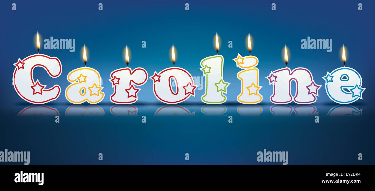 CAROLINE written with burning candles - vector illustration Stock ...