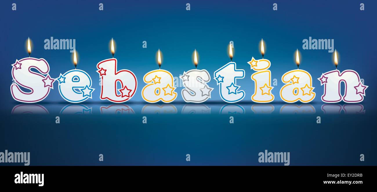 SEBASTIAN written with burning candles - vector illustration Stock ...