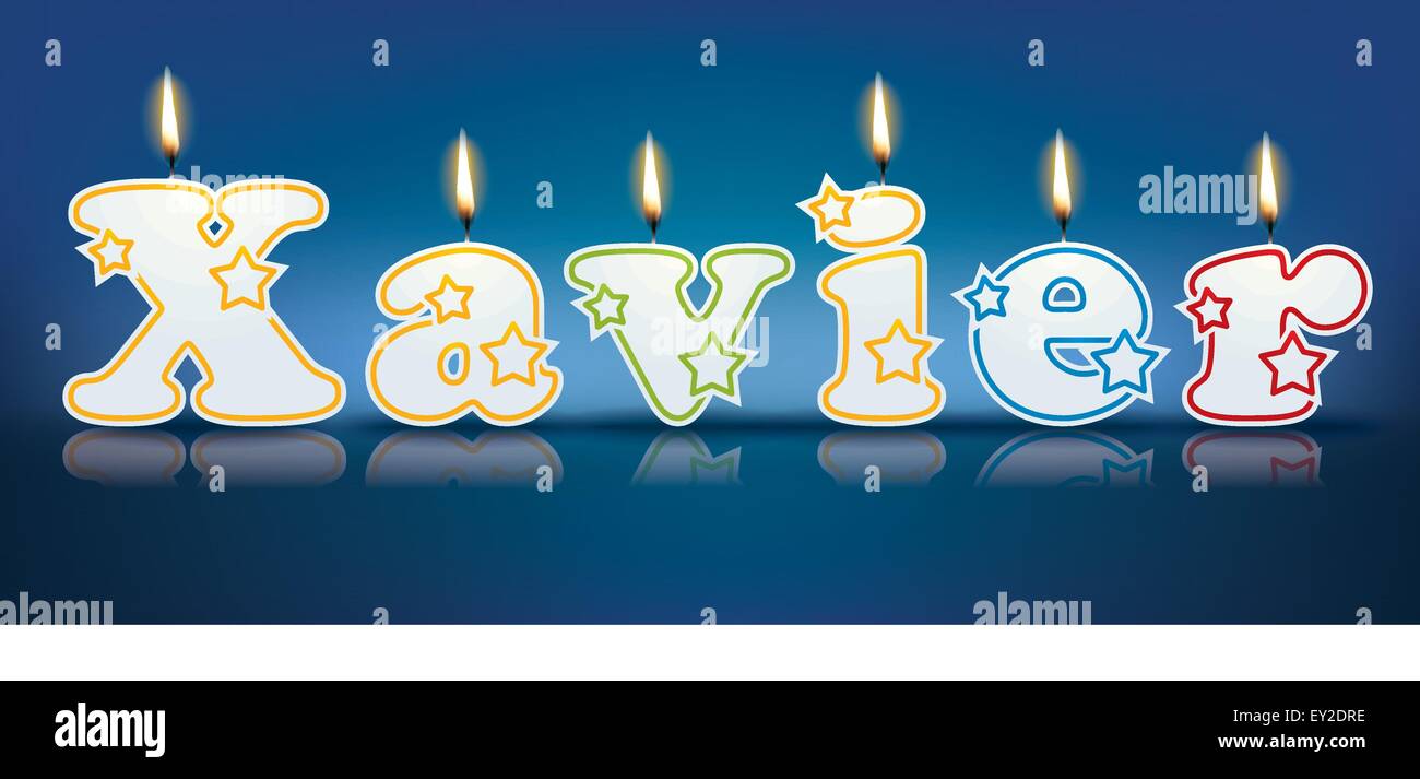 XAVIER written with burning candles - vector illustration Stock Vector ...
