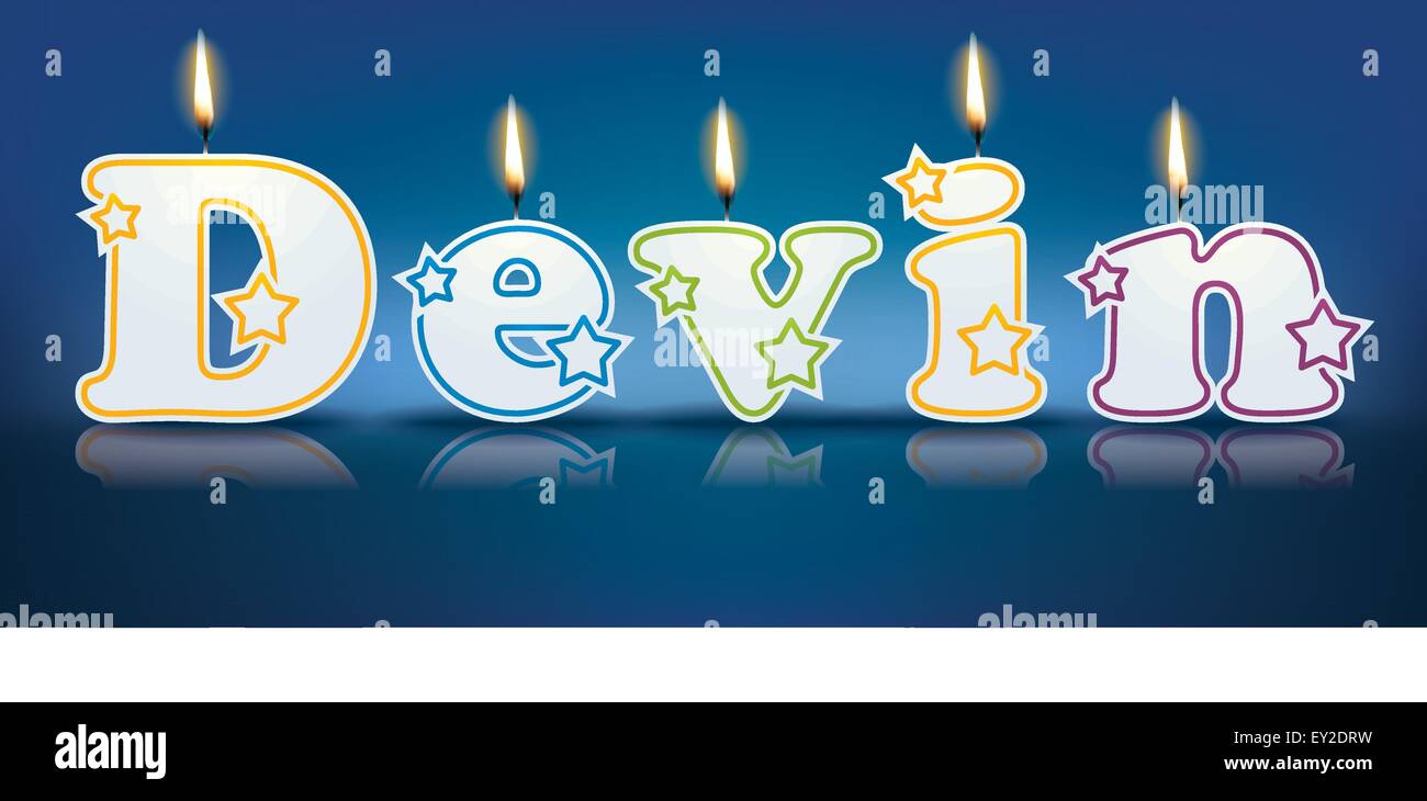 DEVIN written with burning candles - vector illustration Stock Vector ...
