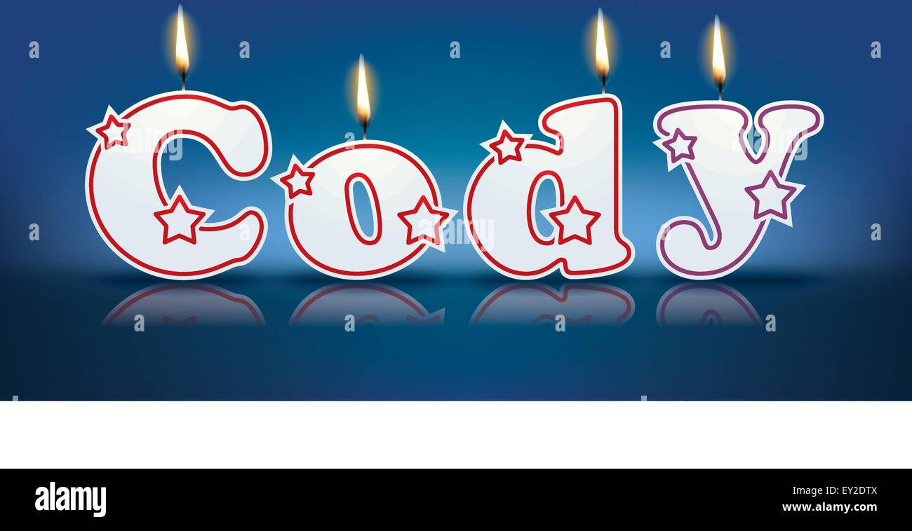 CODY written with burning candles - vector illustration Stock Vector ...