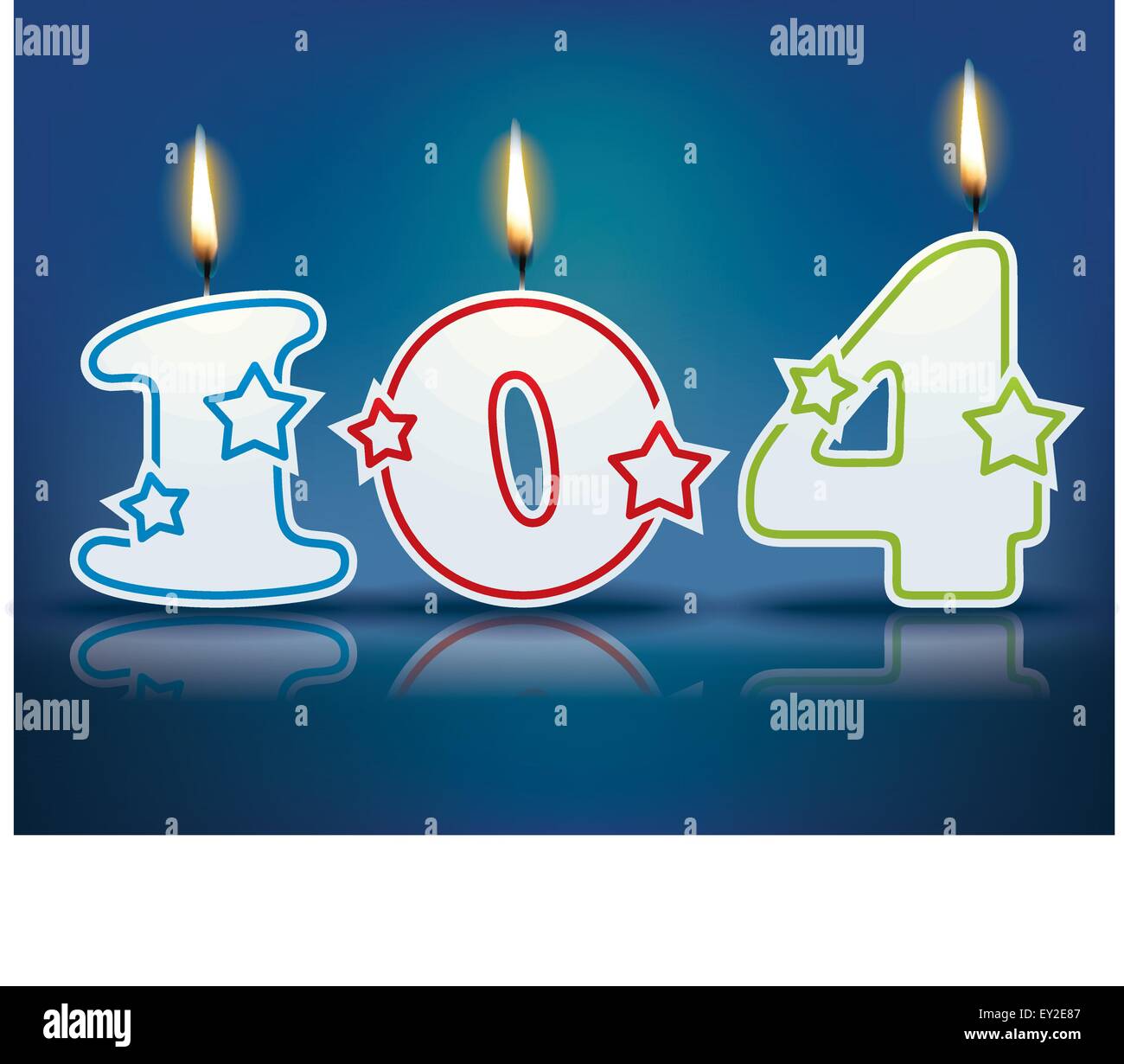 Birthday candle number 104 with flame - eps 10 vector illustration ...