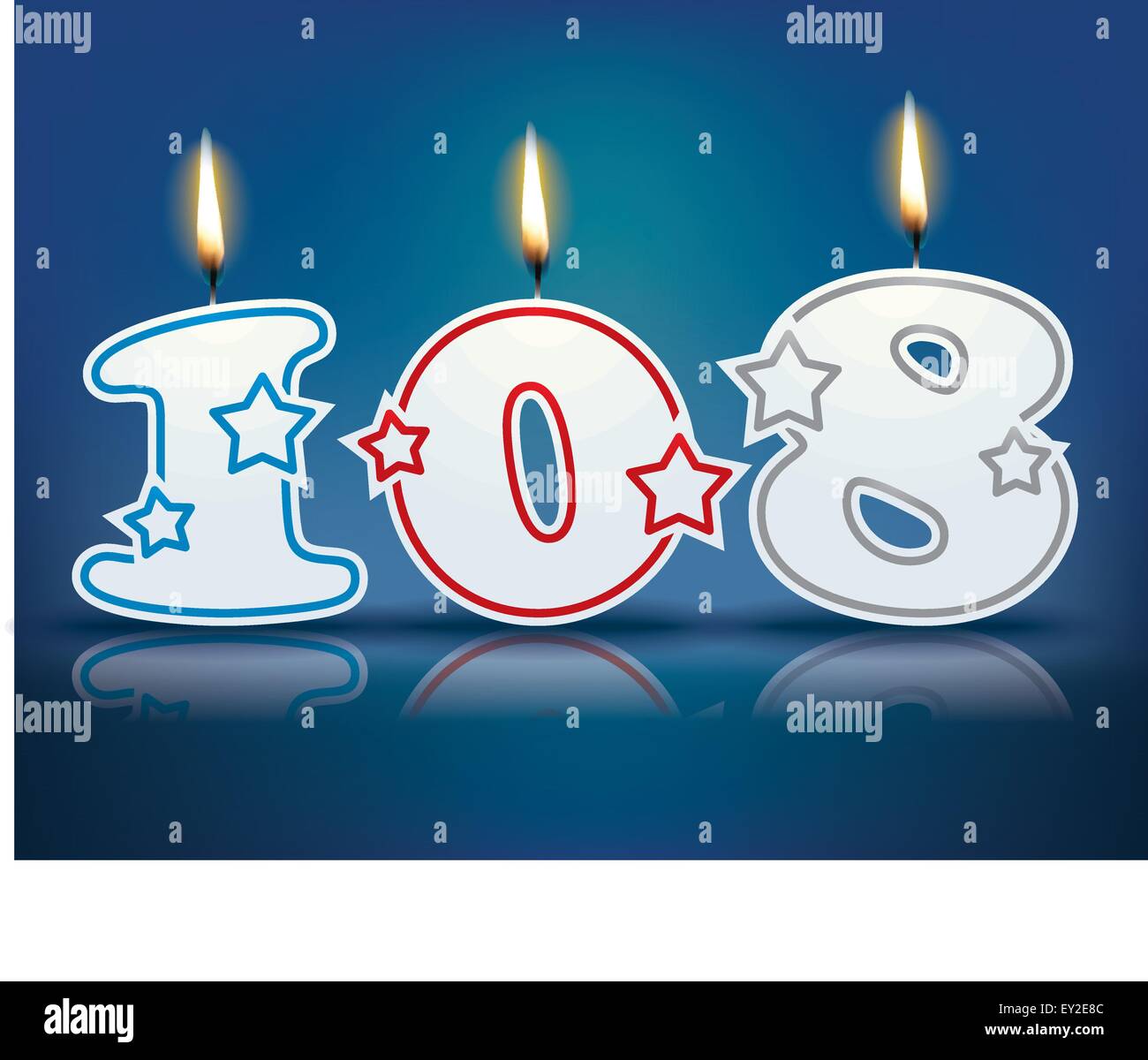 Birthday candle number 108 with flame - eps 10 vector illustration ...