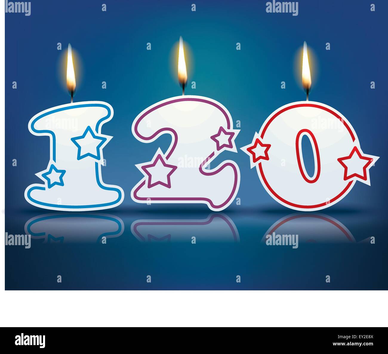 Birthday candle number 120 with flame - eps 10 vector illustration ...