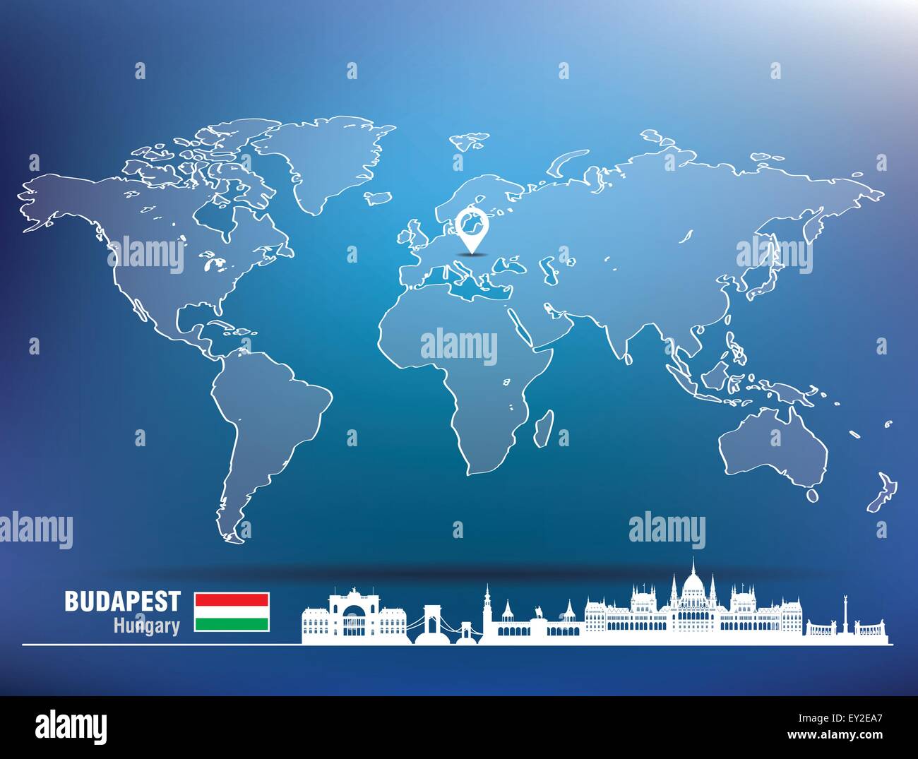 Map pin with Budapest skyline - vector illustration Stock Vector Image ...