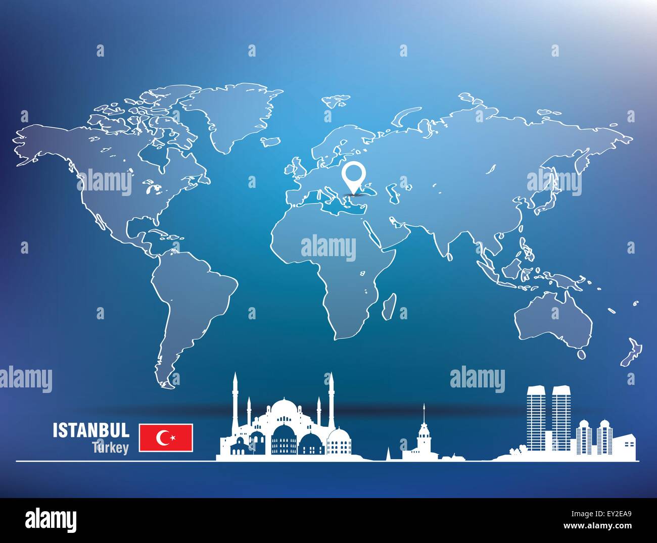 Map pin with Istanbul skyline - vector illustration Stock Vector Image ...