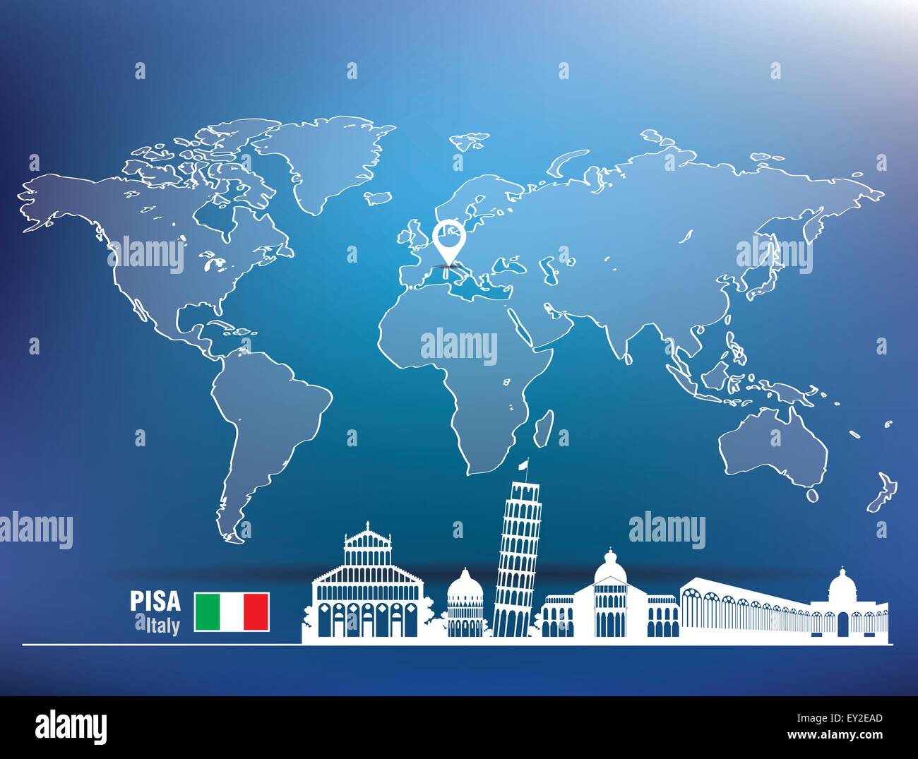 Map pin with Pisa skyline - vector illustration Stock Vector Image ...