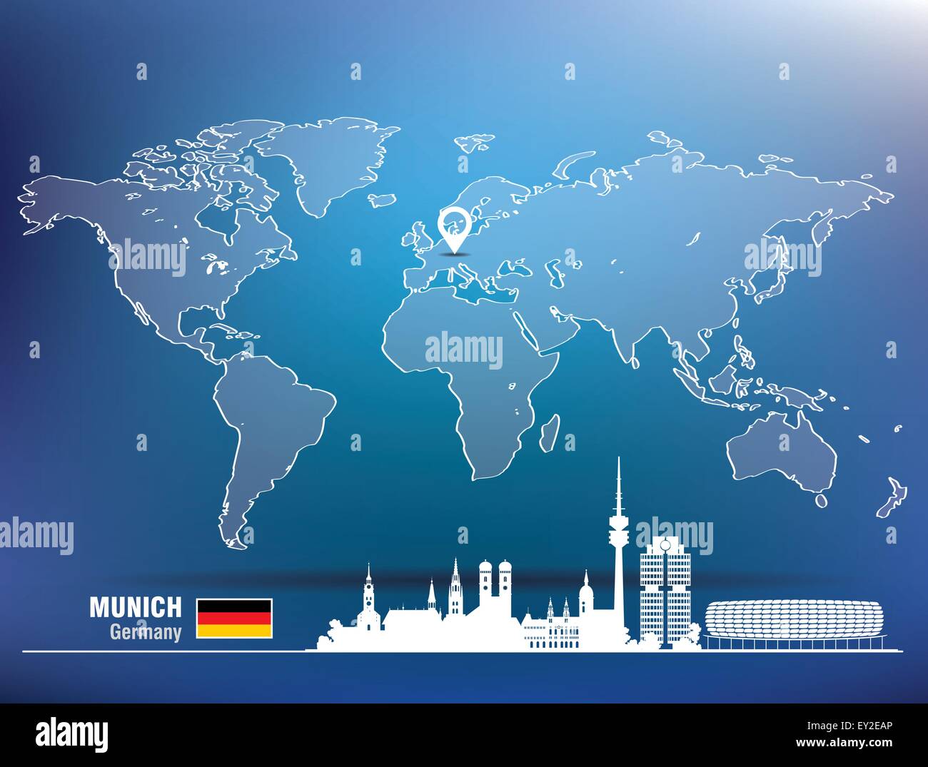 Map pin with Munich skyline - vector illustration Stock Vector Image ...