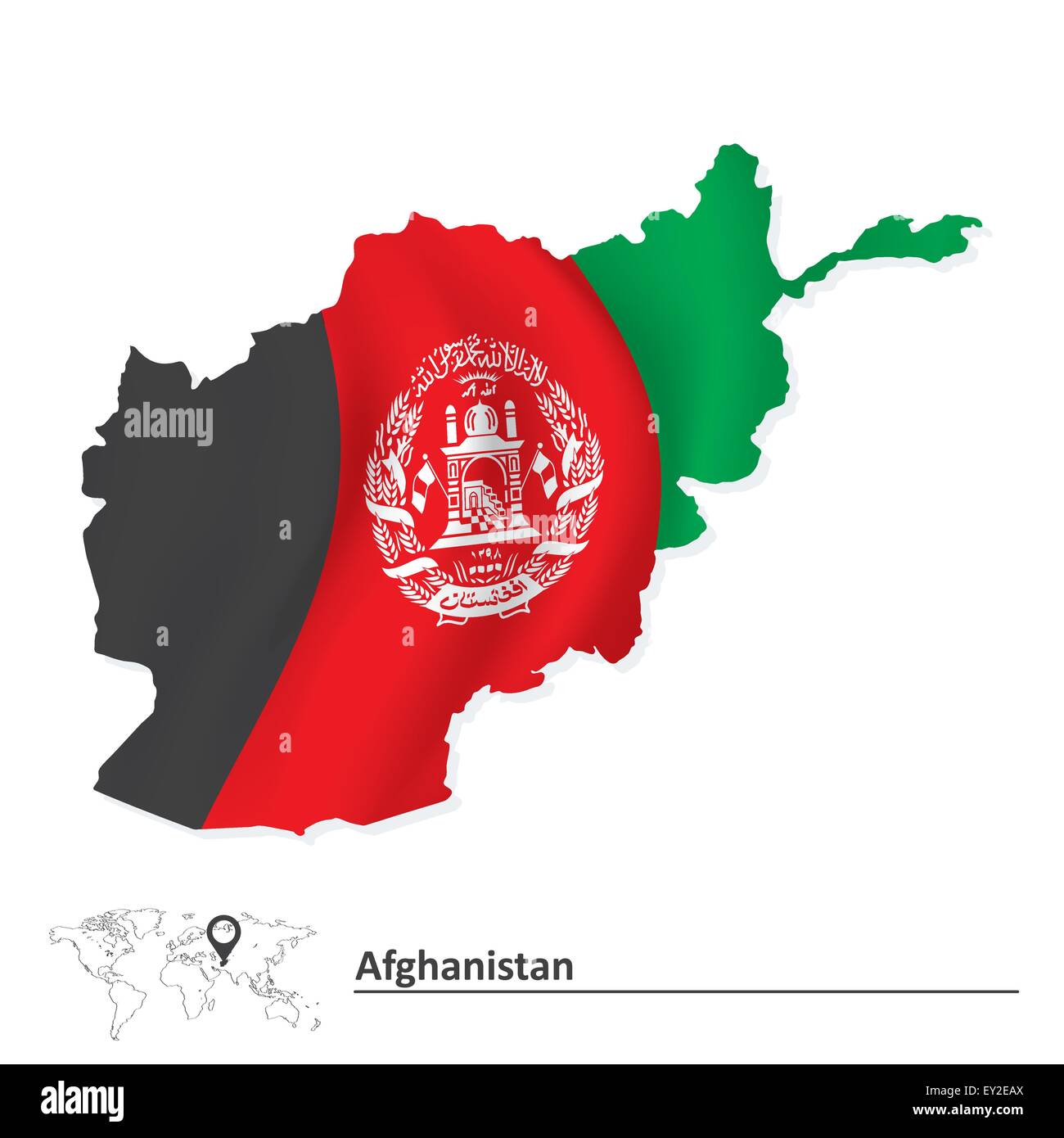 Map of Afghanistan with flag - vector illustration Stock Vector Image ...