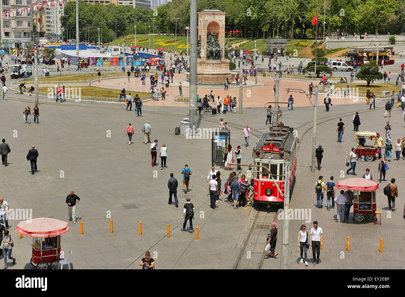 Red tram in taksim square hi-res stock photography and images - Alamy