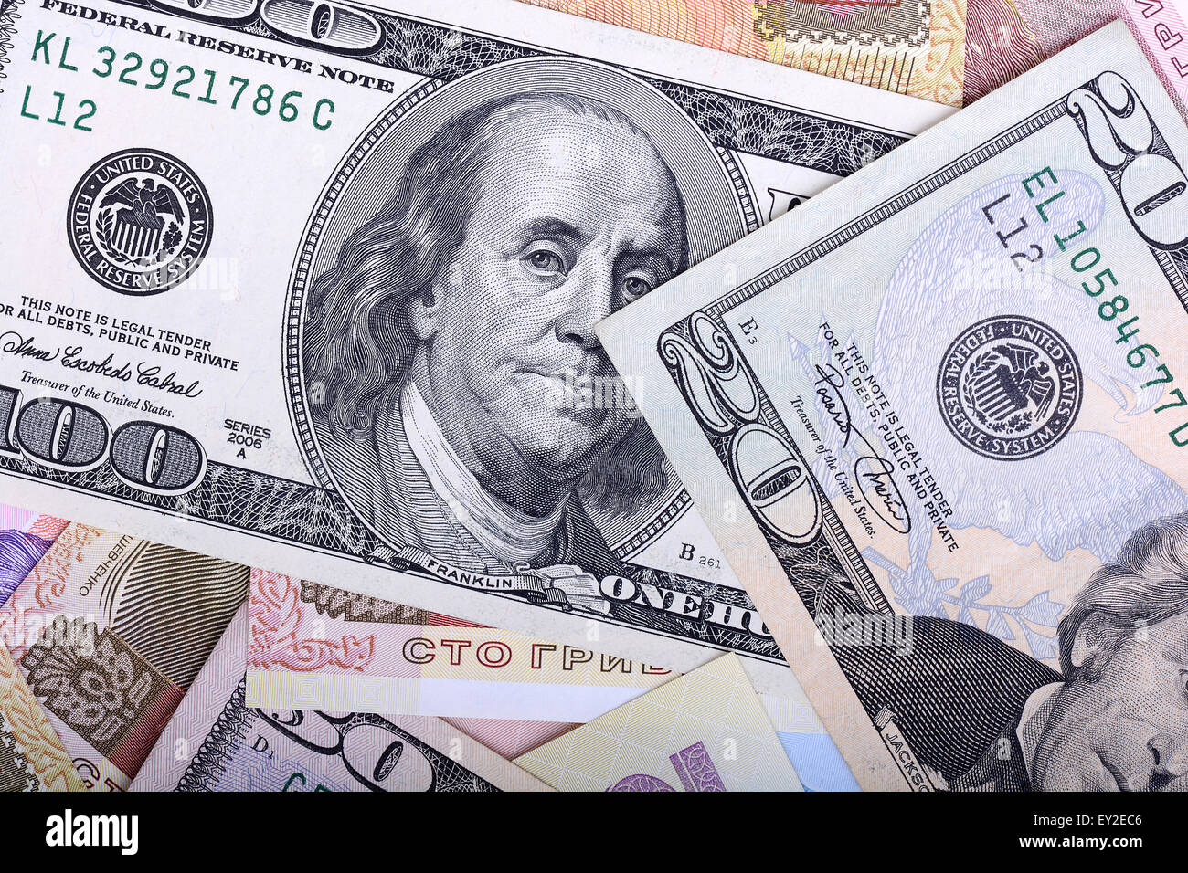 Lots of dollar notes arranged in chaotic manner, background Stock Photo ...