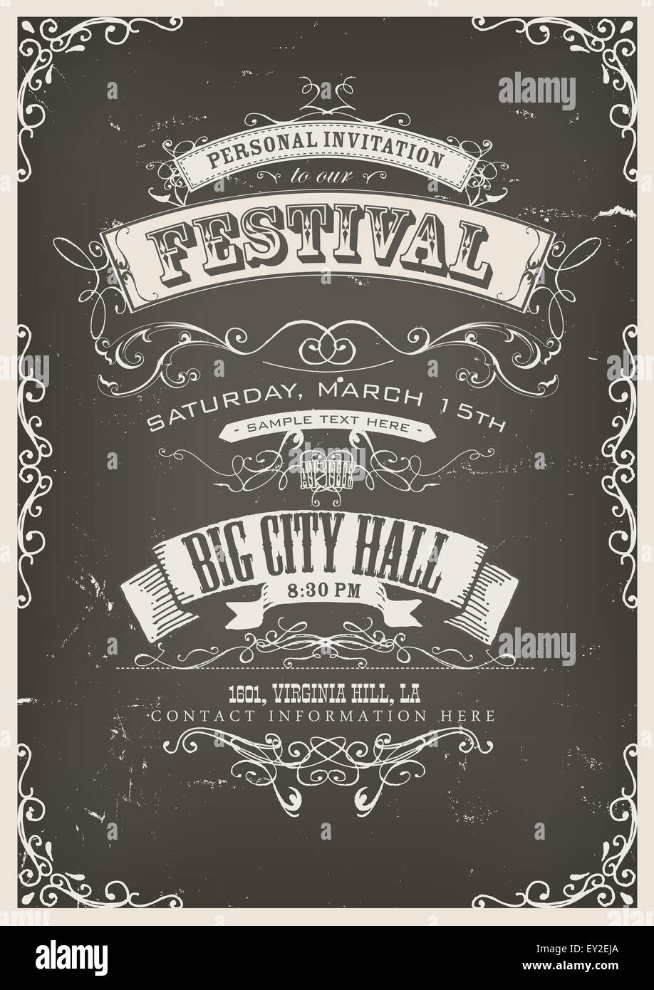 Illustration of a vintage invitation placard poster background with ...