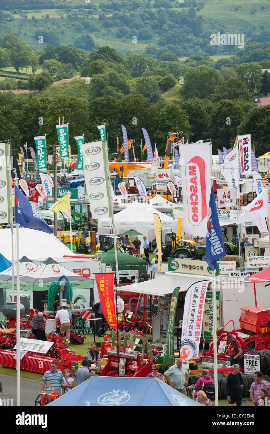 Llanelwedd,, Powys, UK. 20th July 2015. Exhibitors stands cram the ...