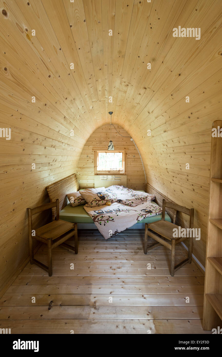 Spiegelau, Germany. 20th July, 2015. Interior view of a camping pod ...