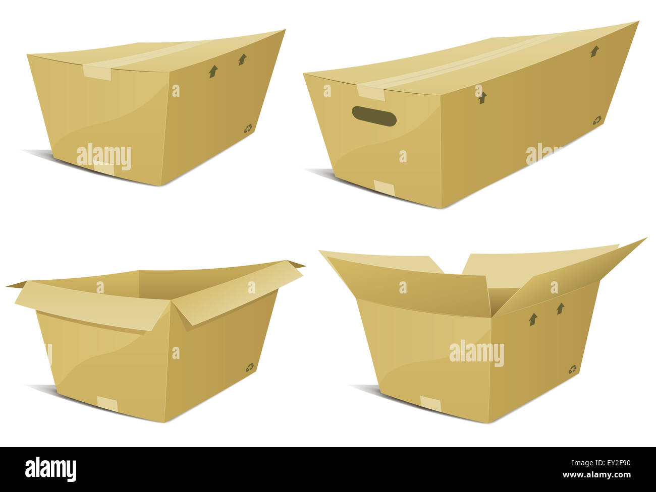 Illustration of a set of various cartoon cardboard box delivery, simple ...