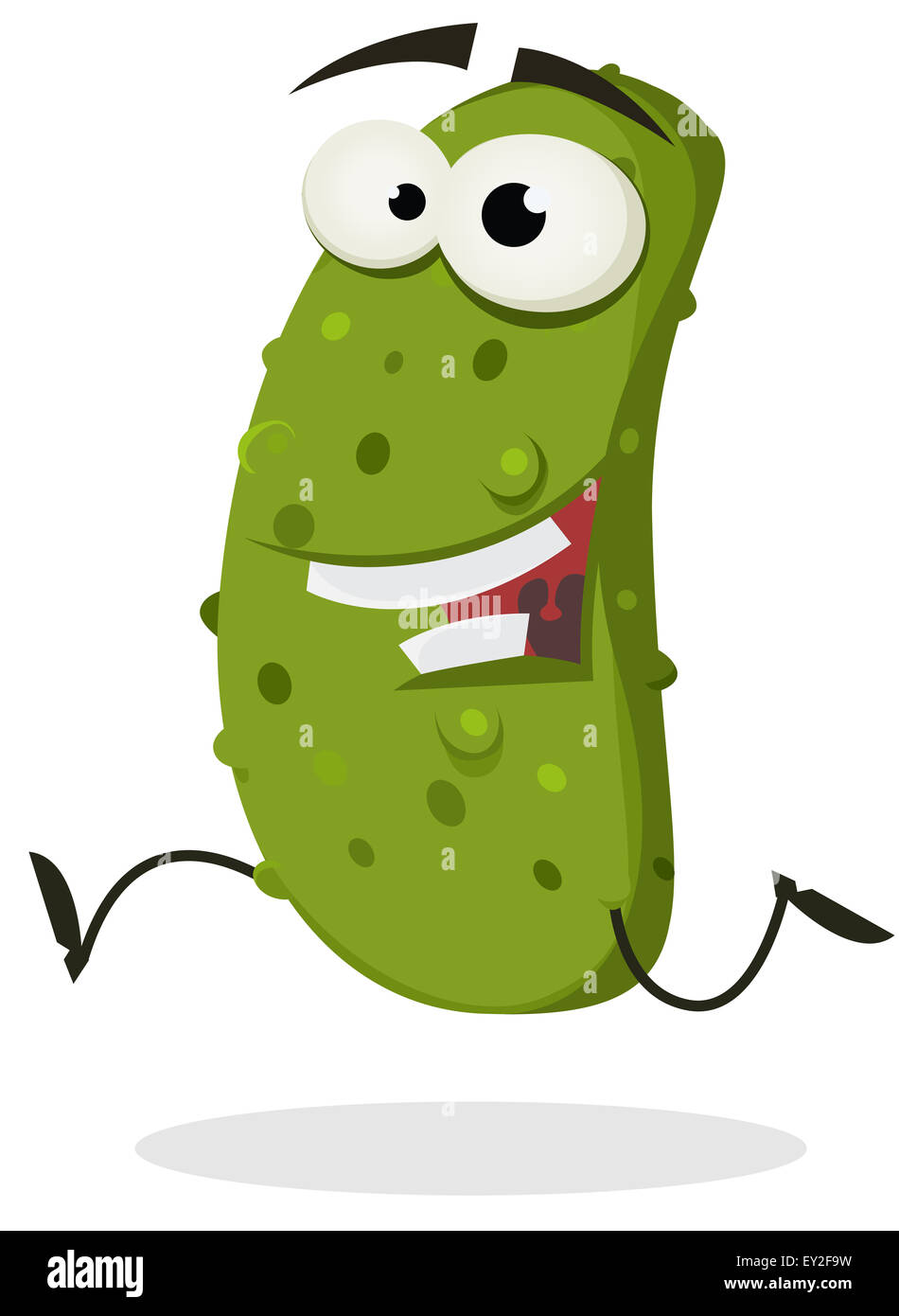Illustration of a cartoon happy gherkin vegetable running and smiling ...