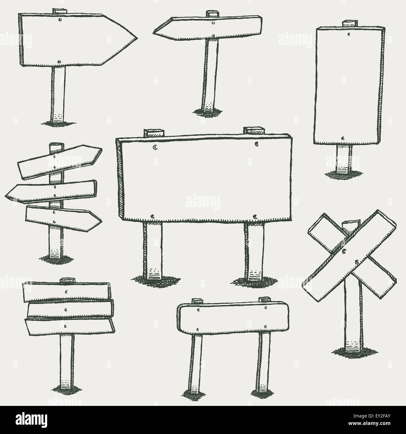 Illustration of a set of hand drawn sketched design wood panels and ...