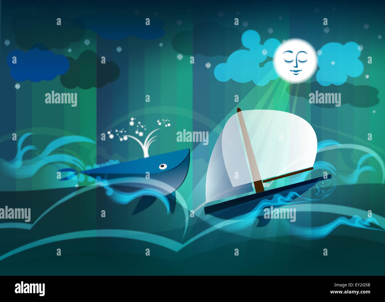 Boat whale illustration hi-res stock photography and images - Alamy