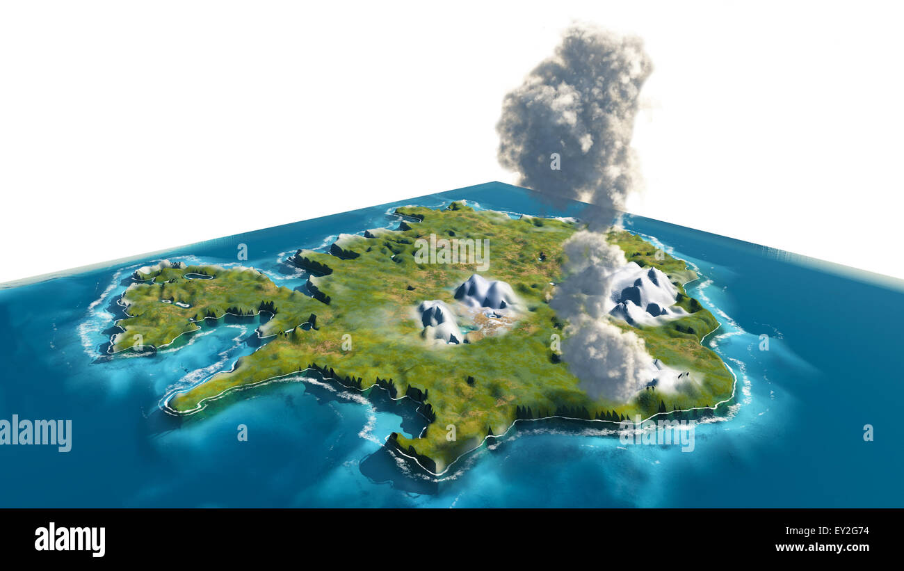 An aerial side view of the Iceland island Stock Photo - Alamy