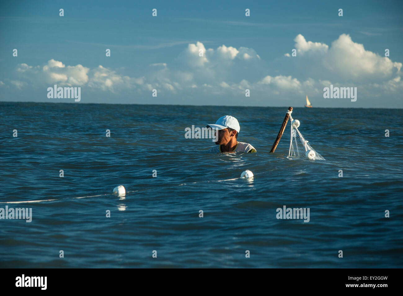 Traditional net fishing in Brazil,Ceará,Jericoacoara,Preá beach Stock ...